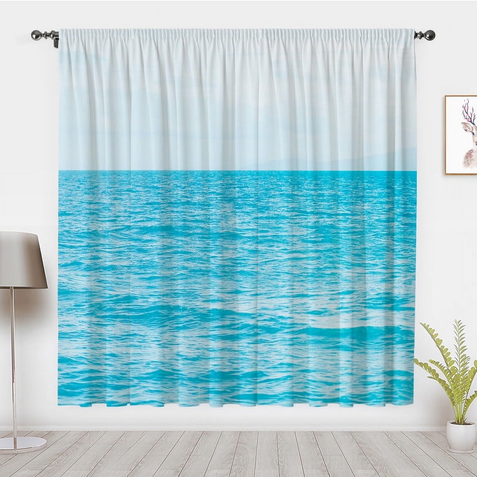Blue Sky Deep Sea Landscape Art Curtains, Modern Minimalist Window ...