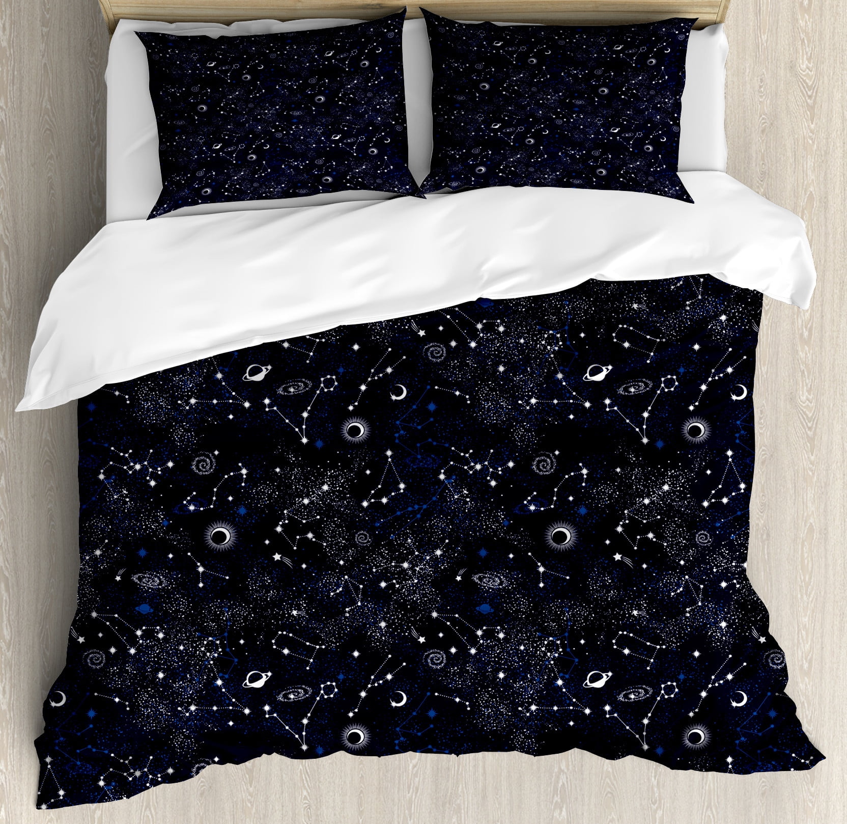 Blue Sky Duvet Cover Set, Repeating Stars Constellation Galaxy Theme ...