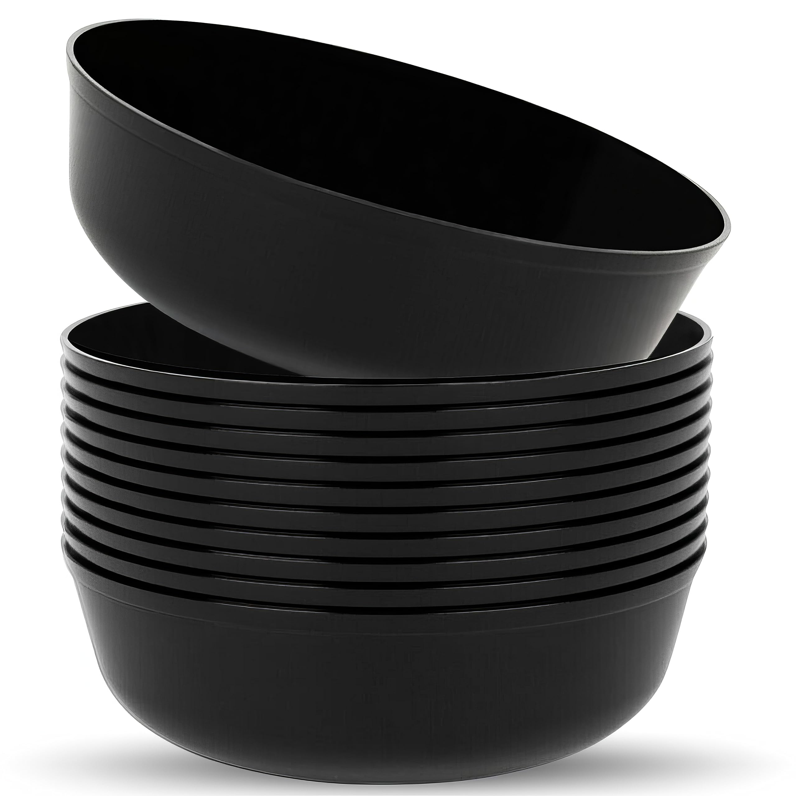 Blue Sky Edge Black Bowls - 16 oz (10 Count) Disposable Round Plastic ...