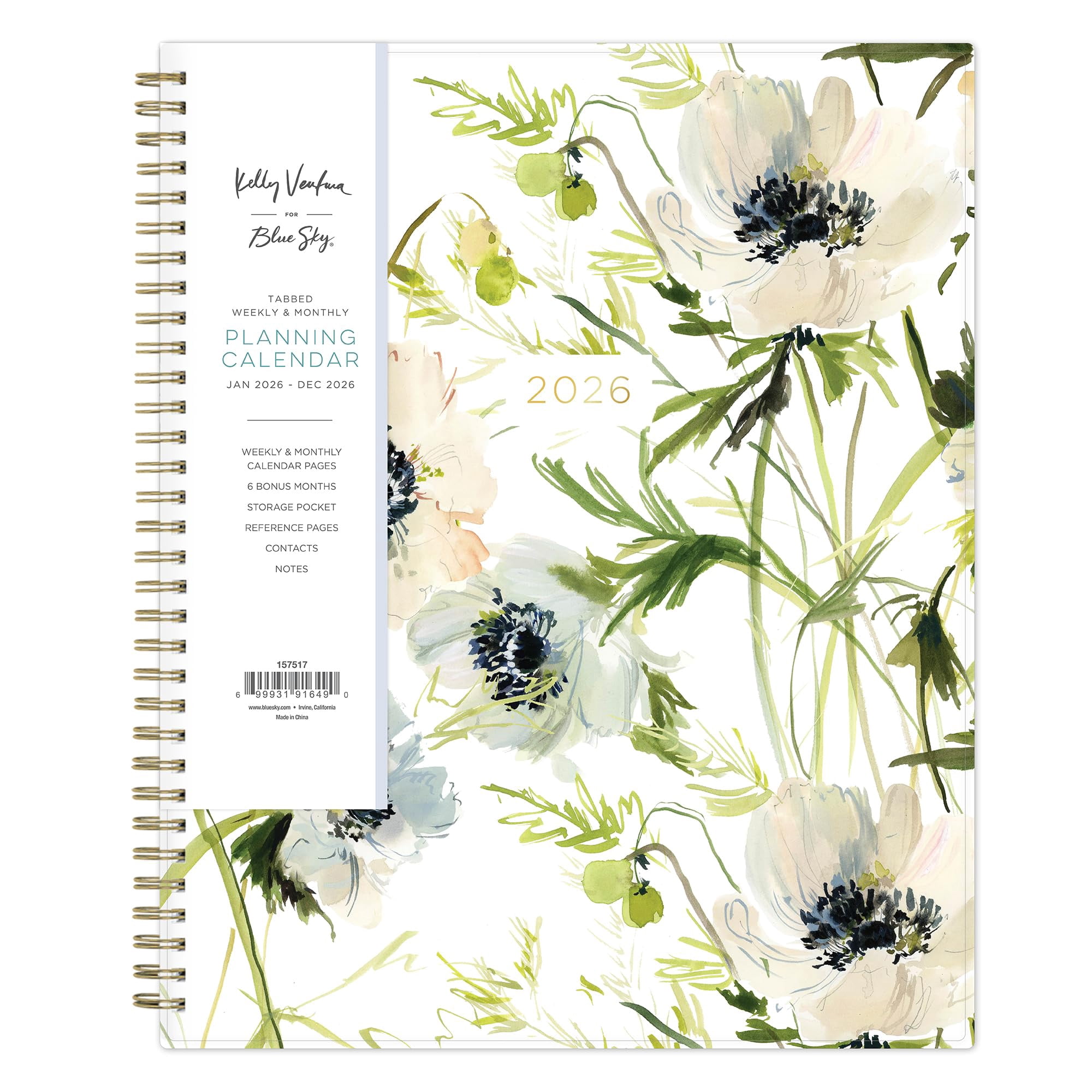 Blue Sky Kelly Ventura 2026 Weekly and Monthly Planner Calendar ...