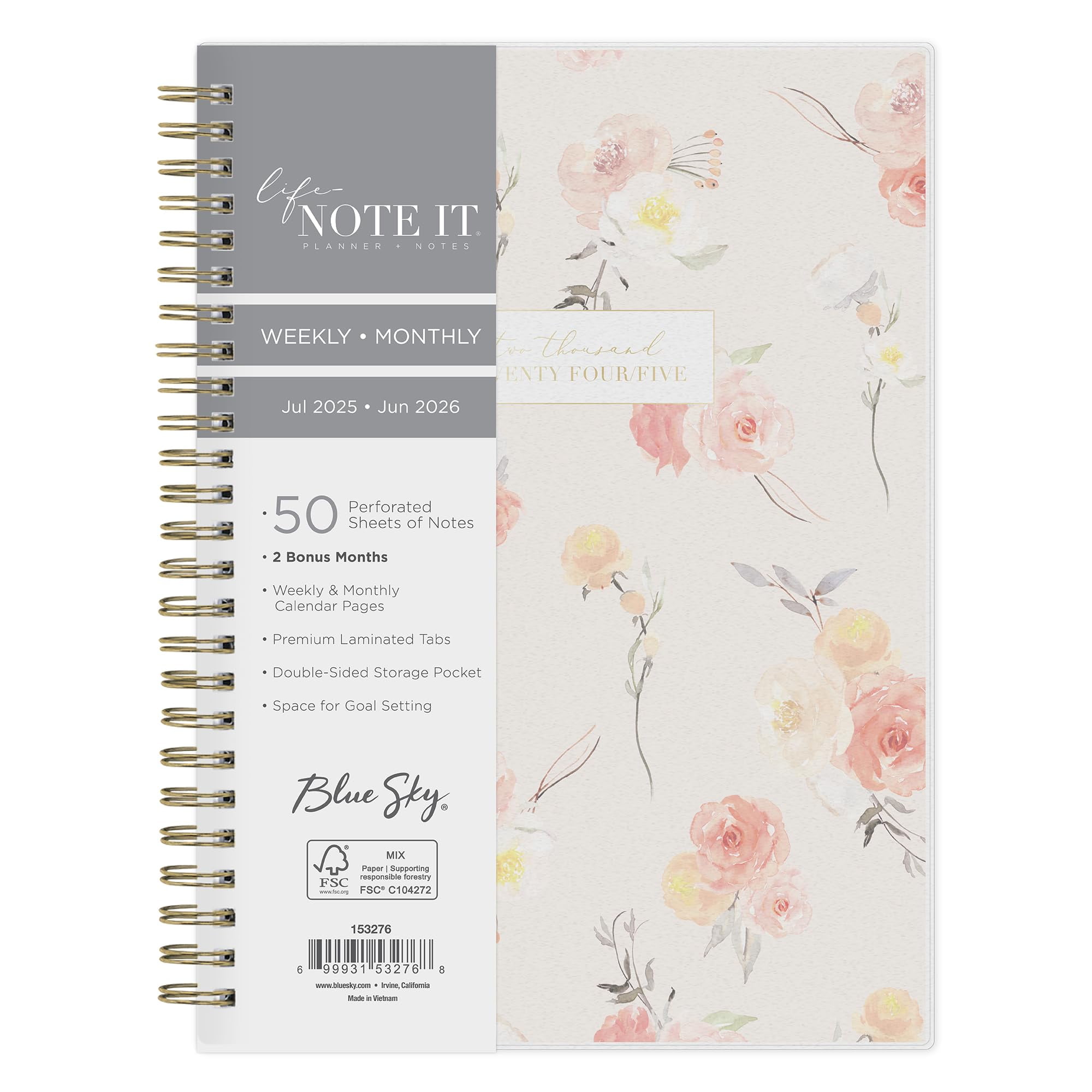 Blue Sky Life Note It 2025-2026 Academic Year Weekly and Monthly ...