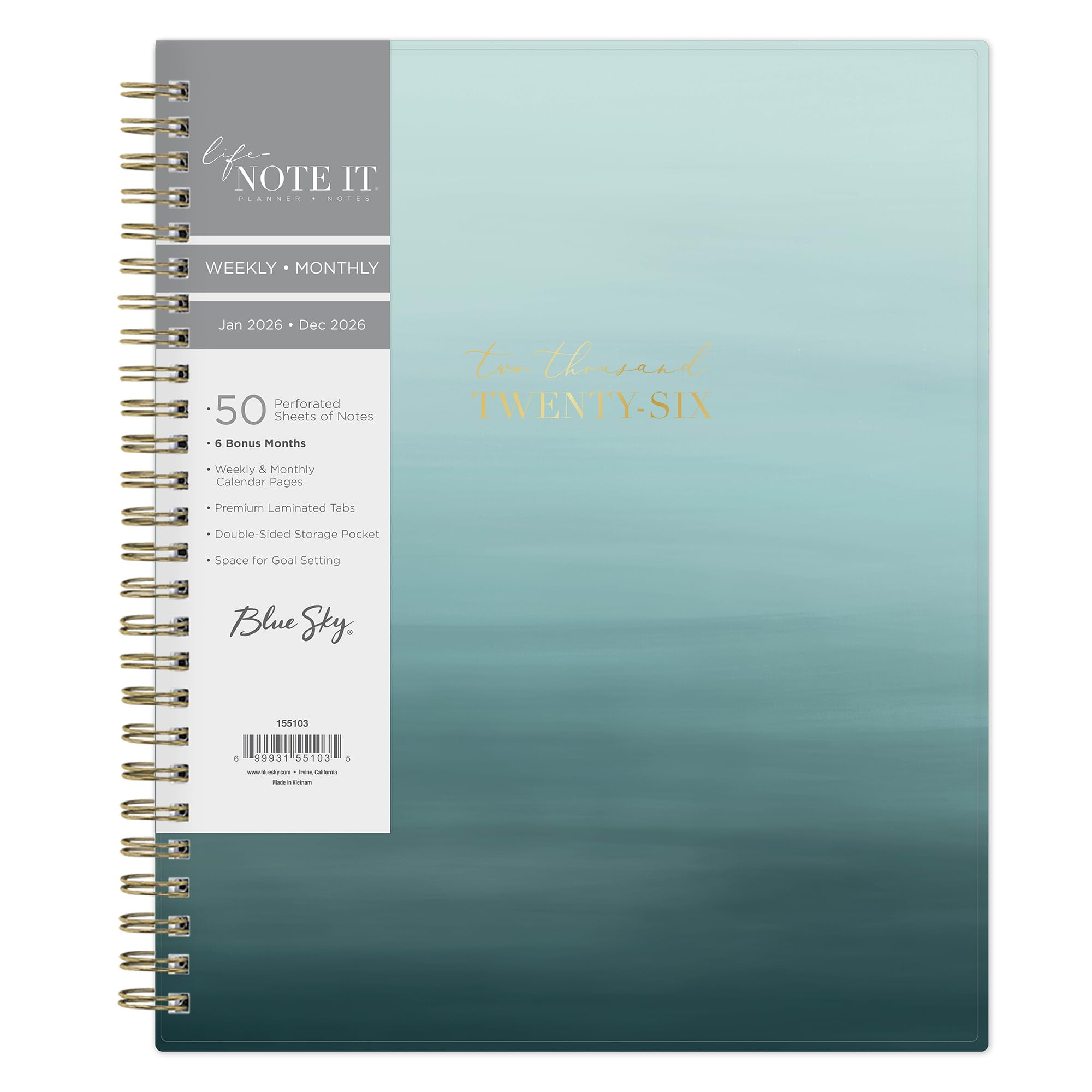 Blue Sky Life Note It 2026 Weekly and Monthly Planner Notes, January ...