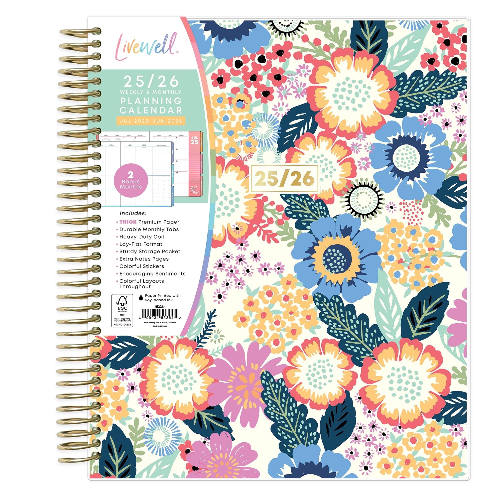 Blue Sky LiveWell 2025-2026 Academic Year Weekly and Monthly Planner ...