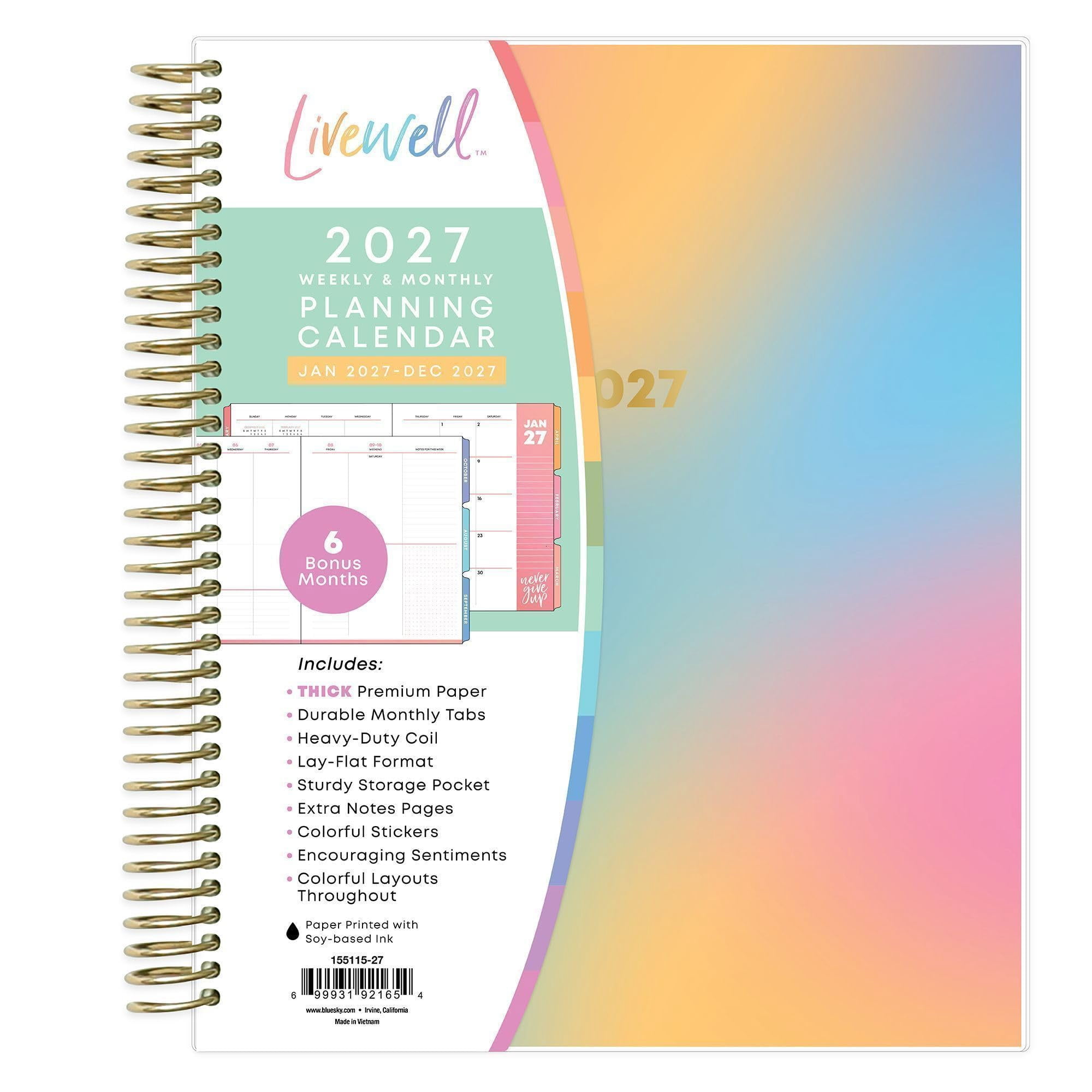 Blue Sky Livewell 2027 Weekly and Monthly Planner Calendar, January ...
