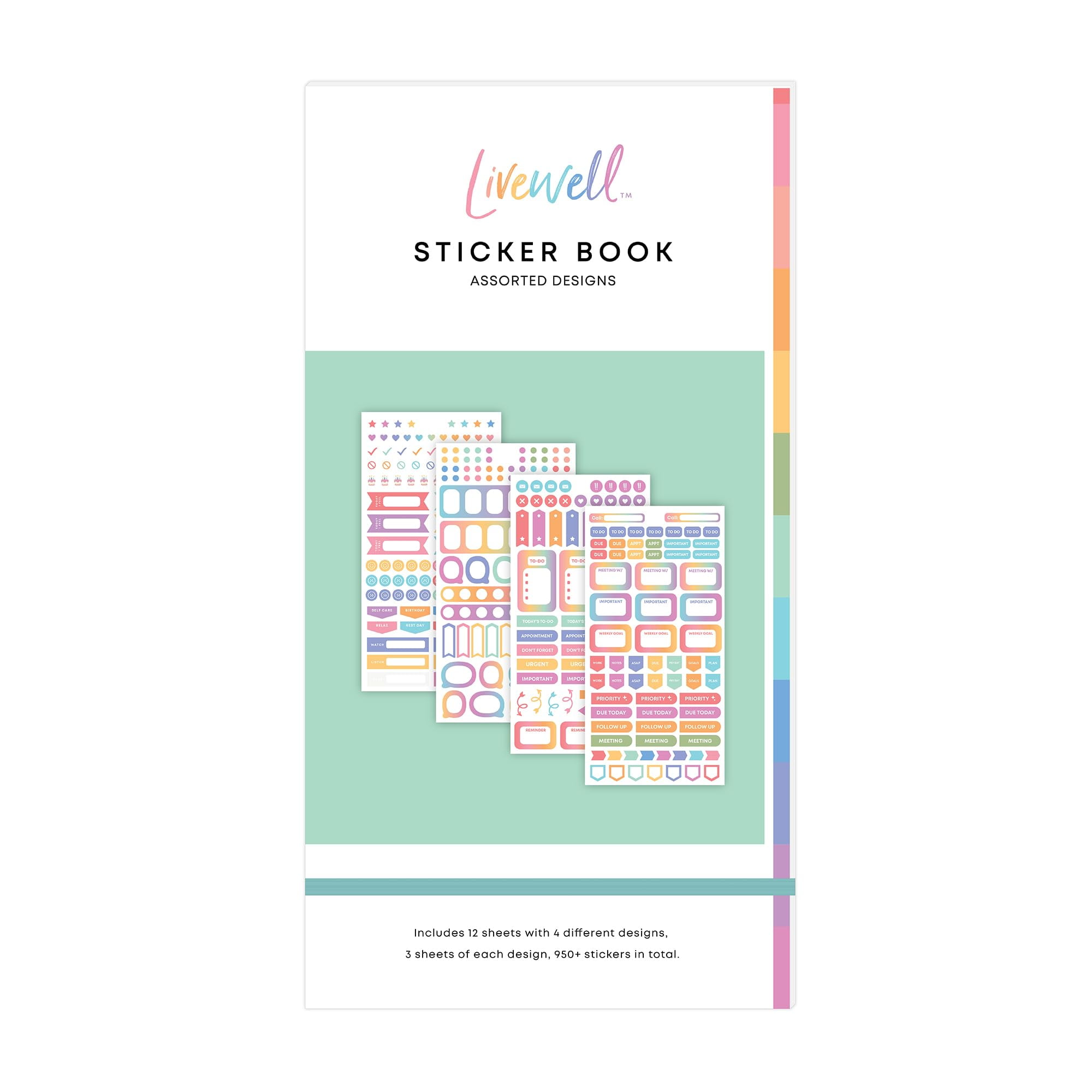 Blue Sky Livewell Sticker Book, 950+ Stickers, Planner with Journal ...