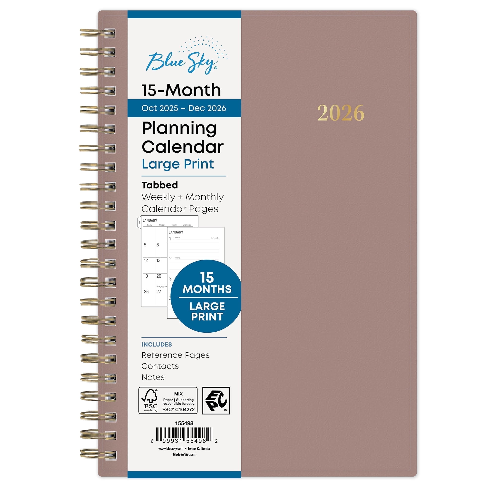 Blue Sky Monthly Weekly Medium Planner (5" x 8") Coco 15-Month October ...