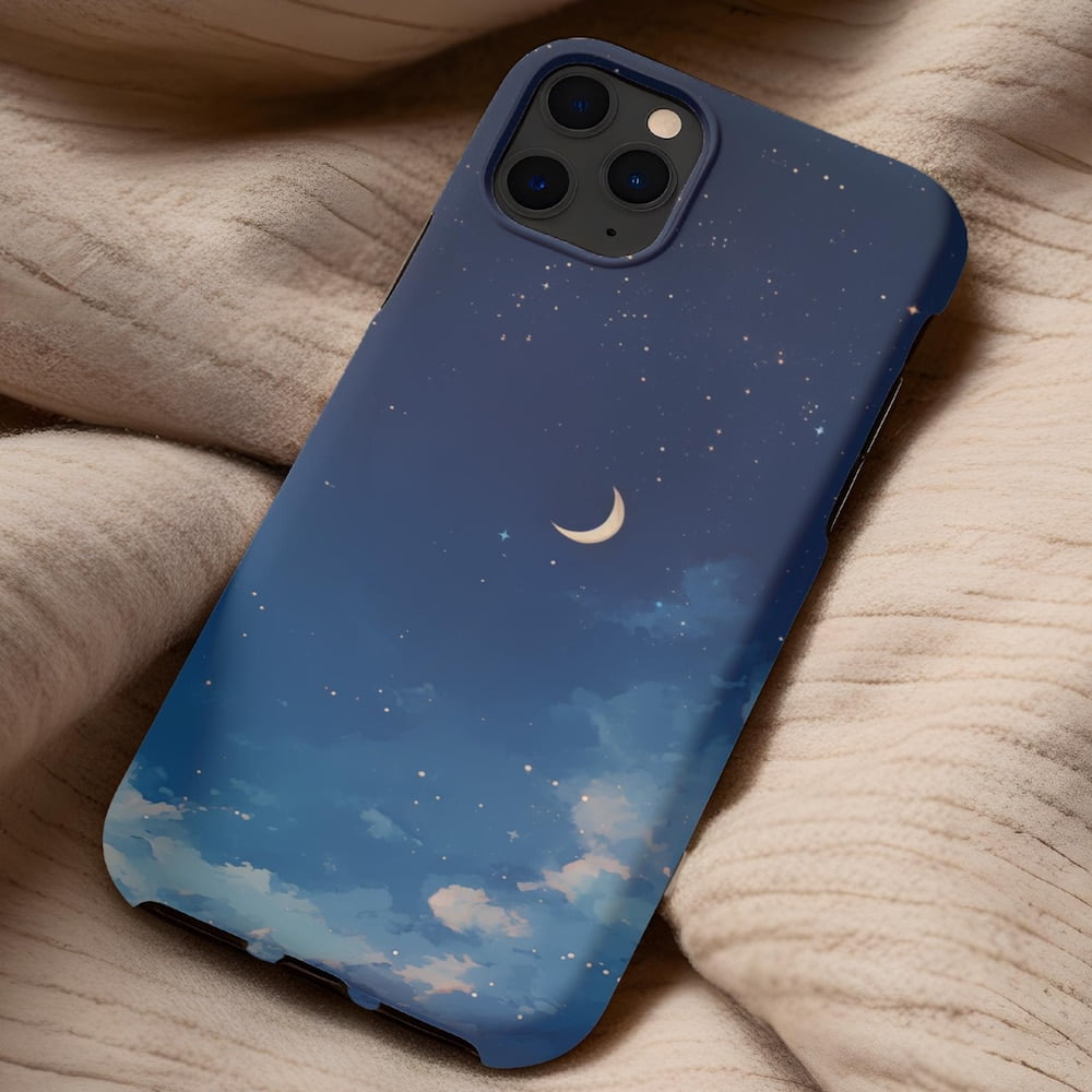 Blue Sky Moon Half Moon Cloud Design iPhone Case 17 16 15 14 13 12 11 Pro Max - Walmart.com