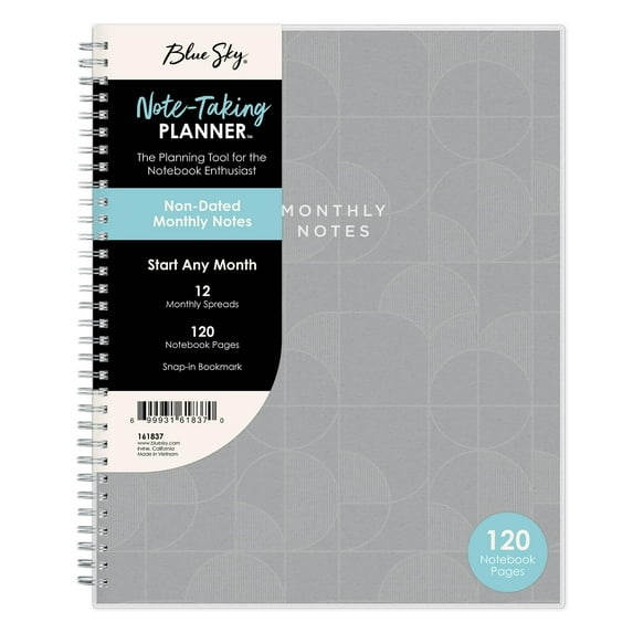 Blue Sky Note Taking Planner, Undated Planning Calendar, Monthly Layout ...
