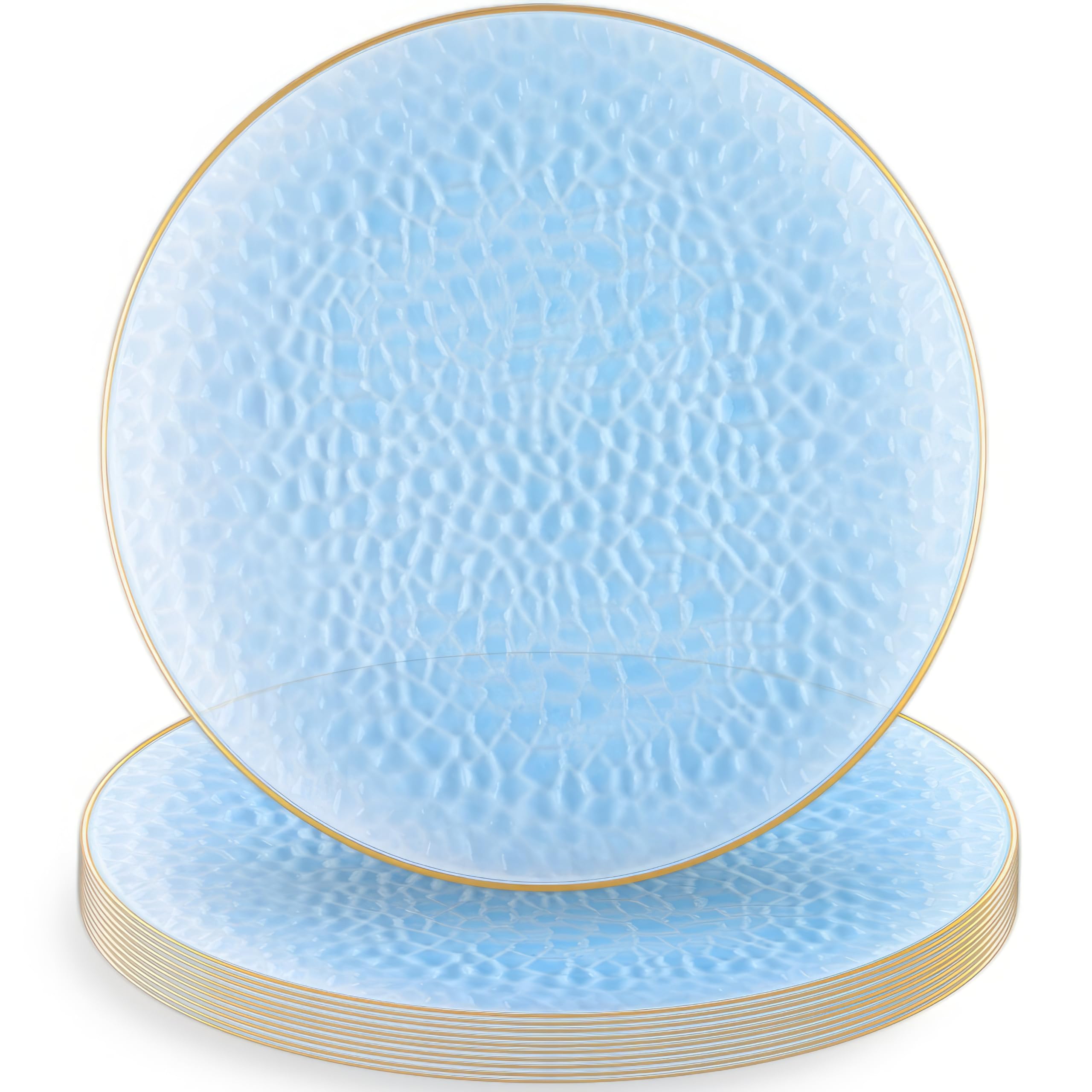 Blue Sky Organic Hammered OIF8 Blue Gold Rim Plates - 10 Count, 10 ...