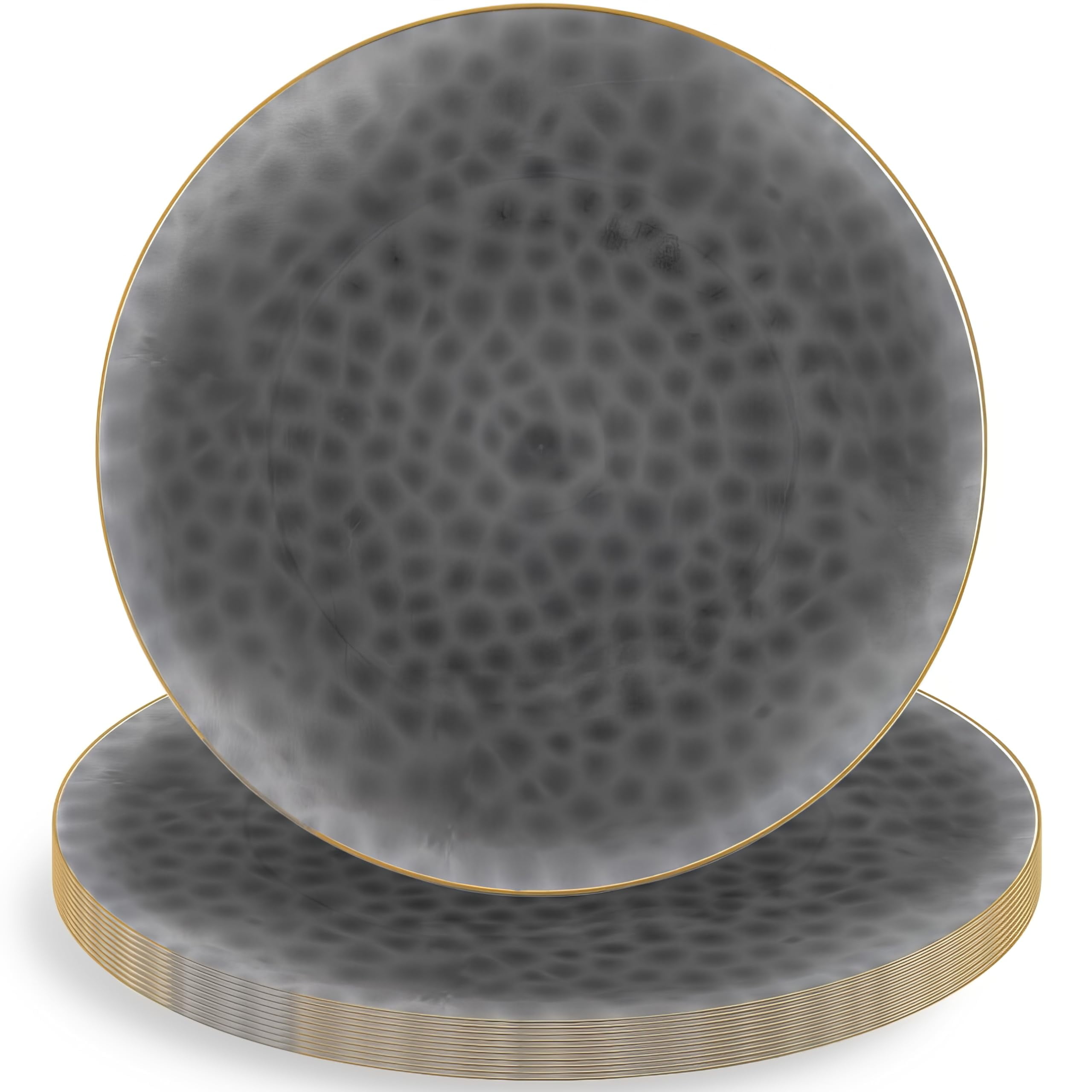 Blue Sky Organic Hammered SSF20 Black Transparent Gold Rim Plates - 10 ...