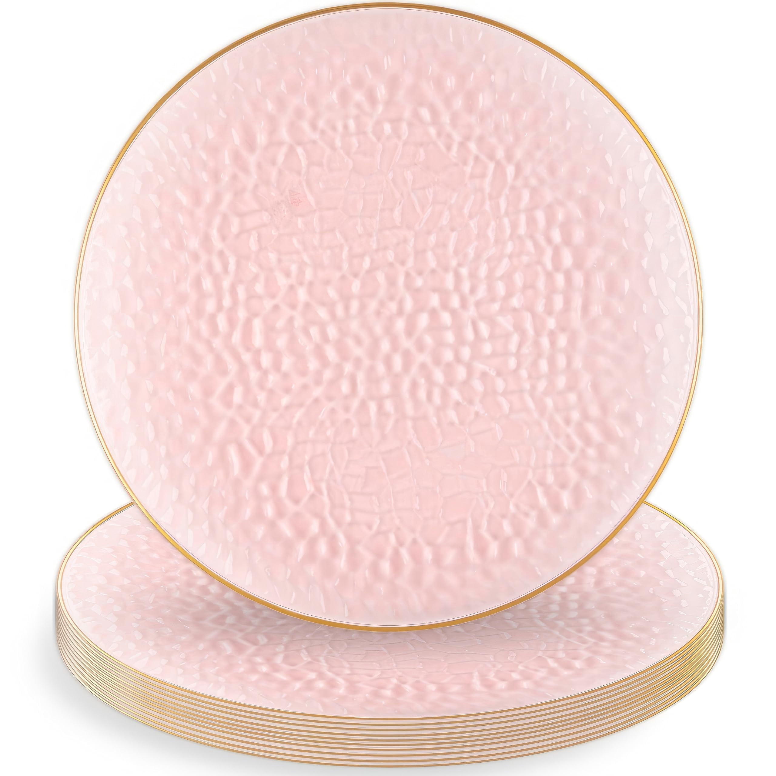 Blue Sky Organic Hammered SSF20 Pink Gold Rim Plates - 10 Count, 7 ...