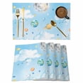 Blue Sky Placemats Set of 6 Cartoon Cute Planets Universe Star Cloud ...