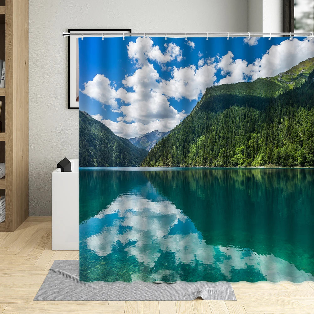 Blue Sky Reef St Sea Shower Curtain Green Islands The Underwater World ...