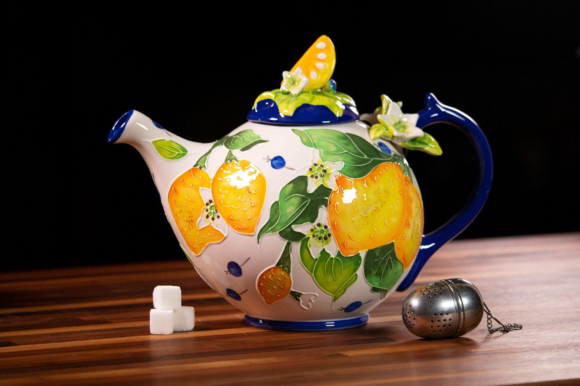 Blue Sky Rutaceae Home Kitchen Lemon Ceramic Teapot 10" 3011978 ...