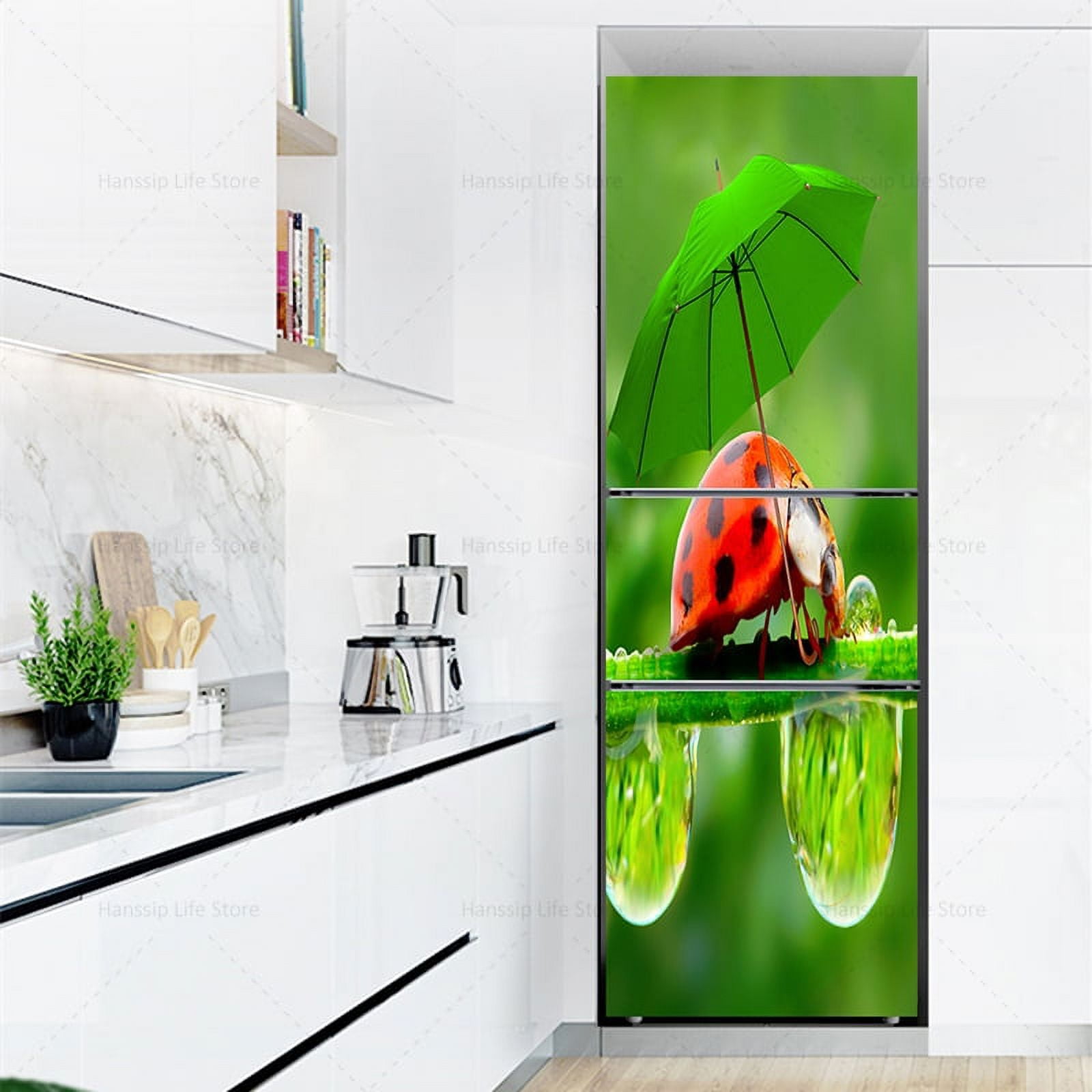 Blue Sky Sea Beach Fridge Door Wrap Mural Sticker Waterproof PVC Forest ...