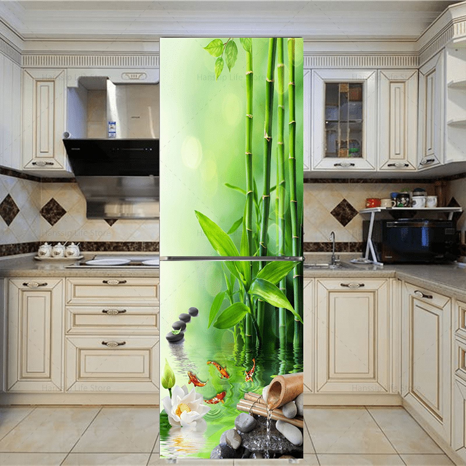 Blue Sky Sea Beach Fridge Door Wrap Mural Sticker Waterproof PVC Forest ...