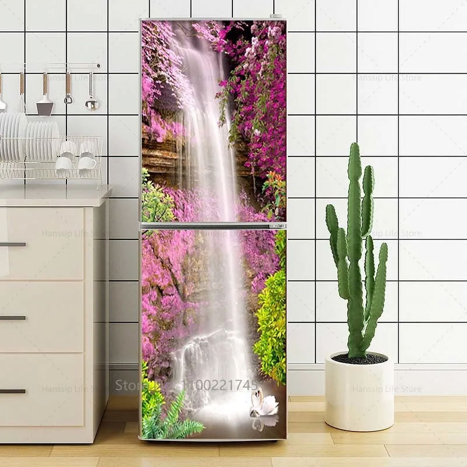 Blue Sky Sea Beach Fridge Door Wrap Mural Sticker Waterproof PVC Forest ...