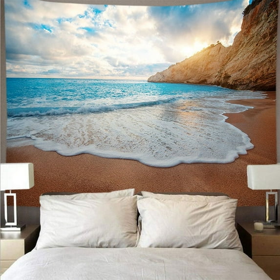 Blue Sky Sea Landscape Tapestry The Great Wave White Cloud Wall Hanging ...