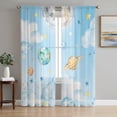 Blue Sky Sheer Curtains for Living Room Bedroom Cartoon Cute Planets ...