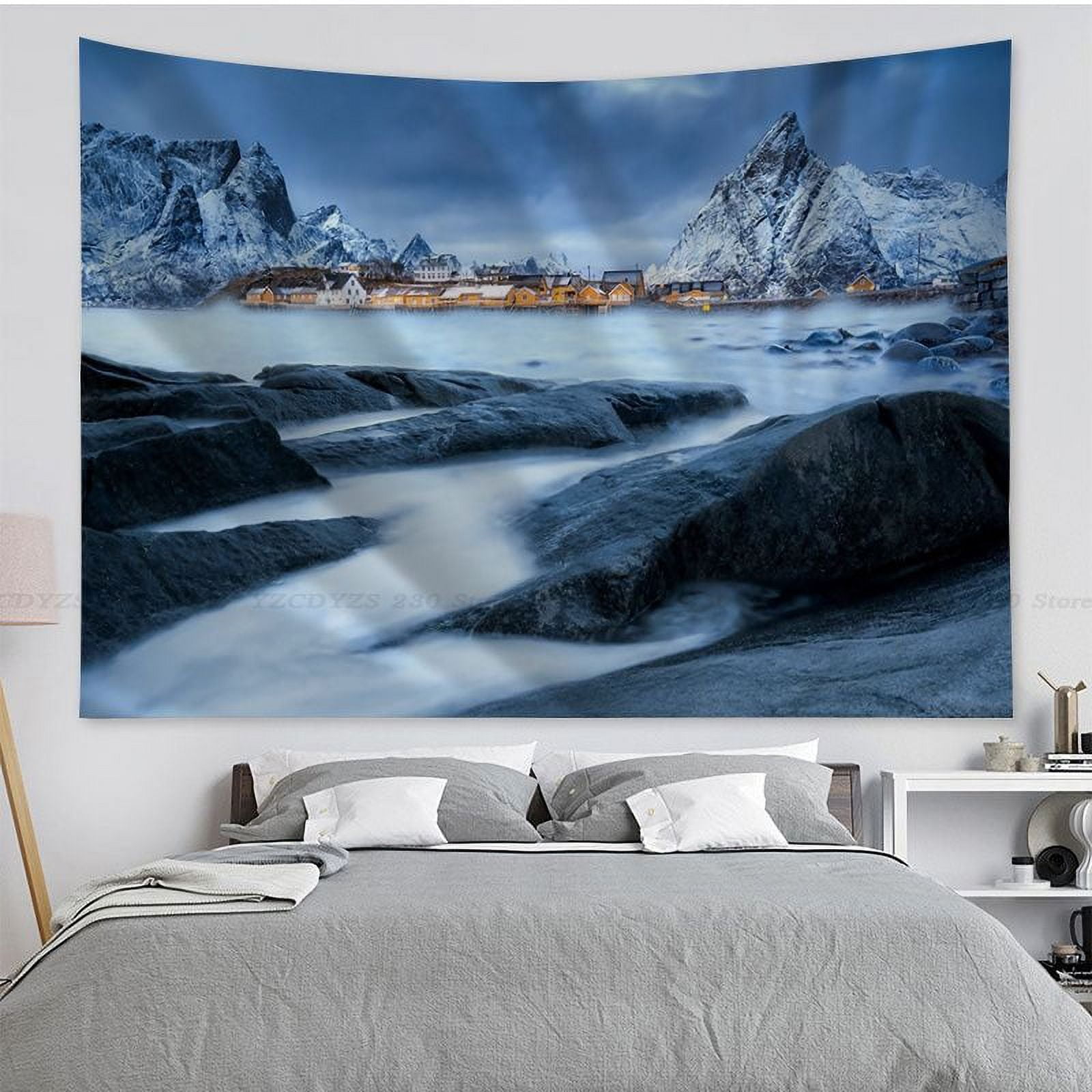 Blue Sky Snow Mountains Tapestry Art Printing for Living Room Home Dorm ...