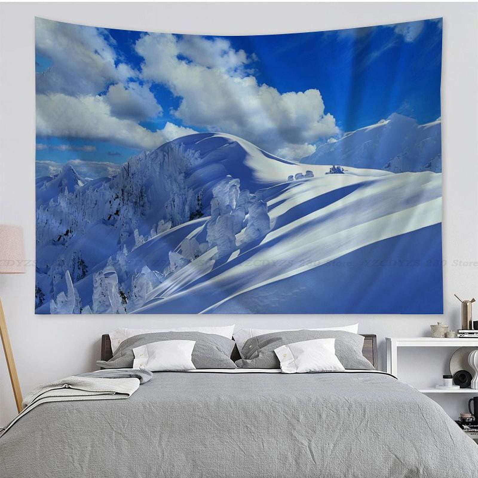 Blue Sky Snow Mountains Tapestry Art Printing for Living Room Home Dorm ...