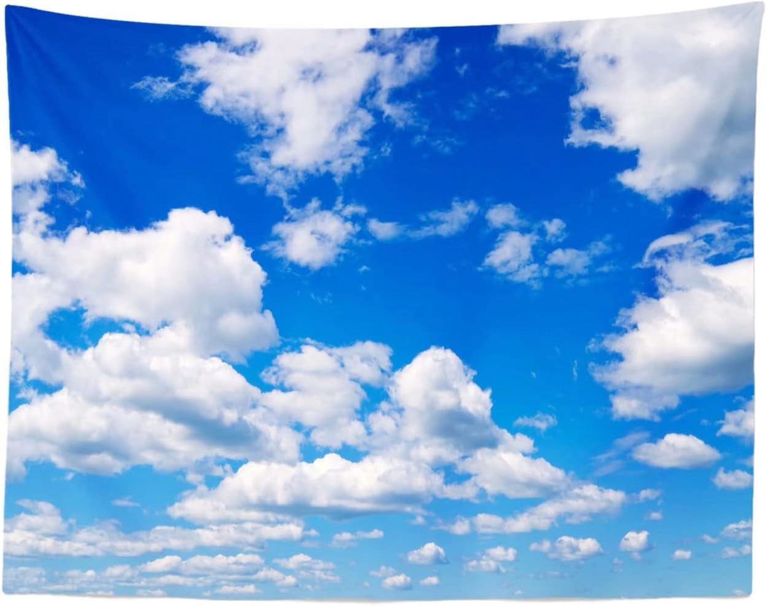 Blue Sky Tapestry Wall Hanging - White Clouds Art Decor for Bedroom ...
