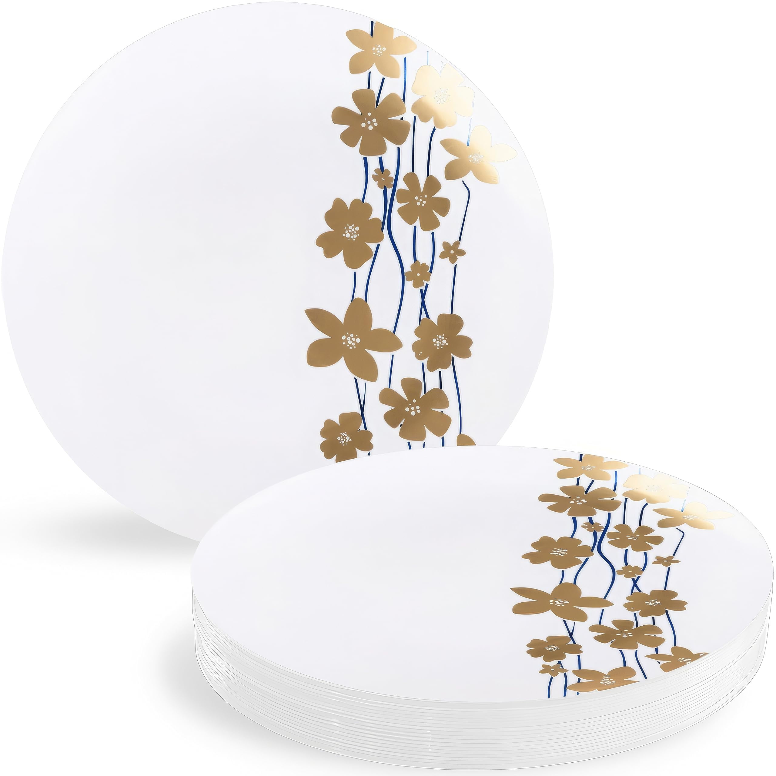 Blue Sky VineITSC Collection White With Blue & Gold Floral Design ...