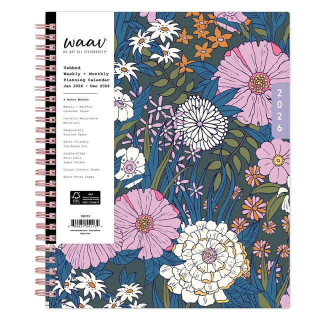 Blue Sky WAAV 2026 Weekly and Monthly Planner Calendar, January 2026 ...