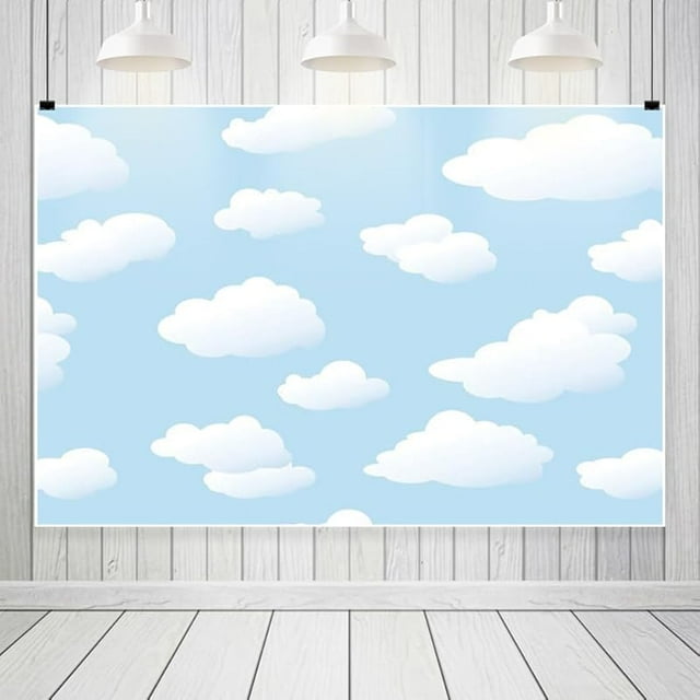 Blue Sky White Cloud Backdrop Cloud Cartoon Birthday Party Decoration ...