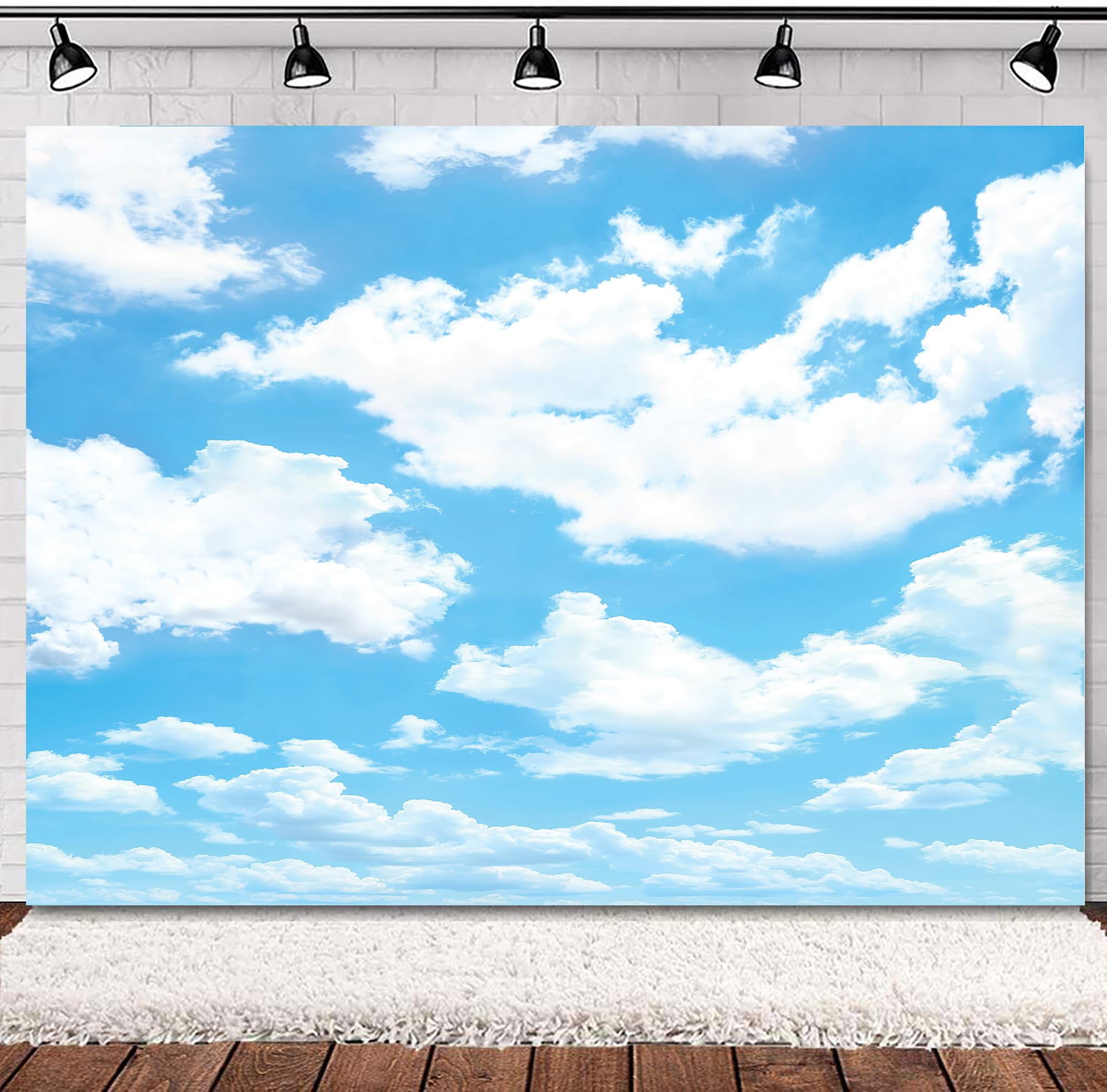 Blue Sky White Cloud Backdrop Party Wall Decorations Nature Scenery ...