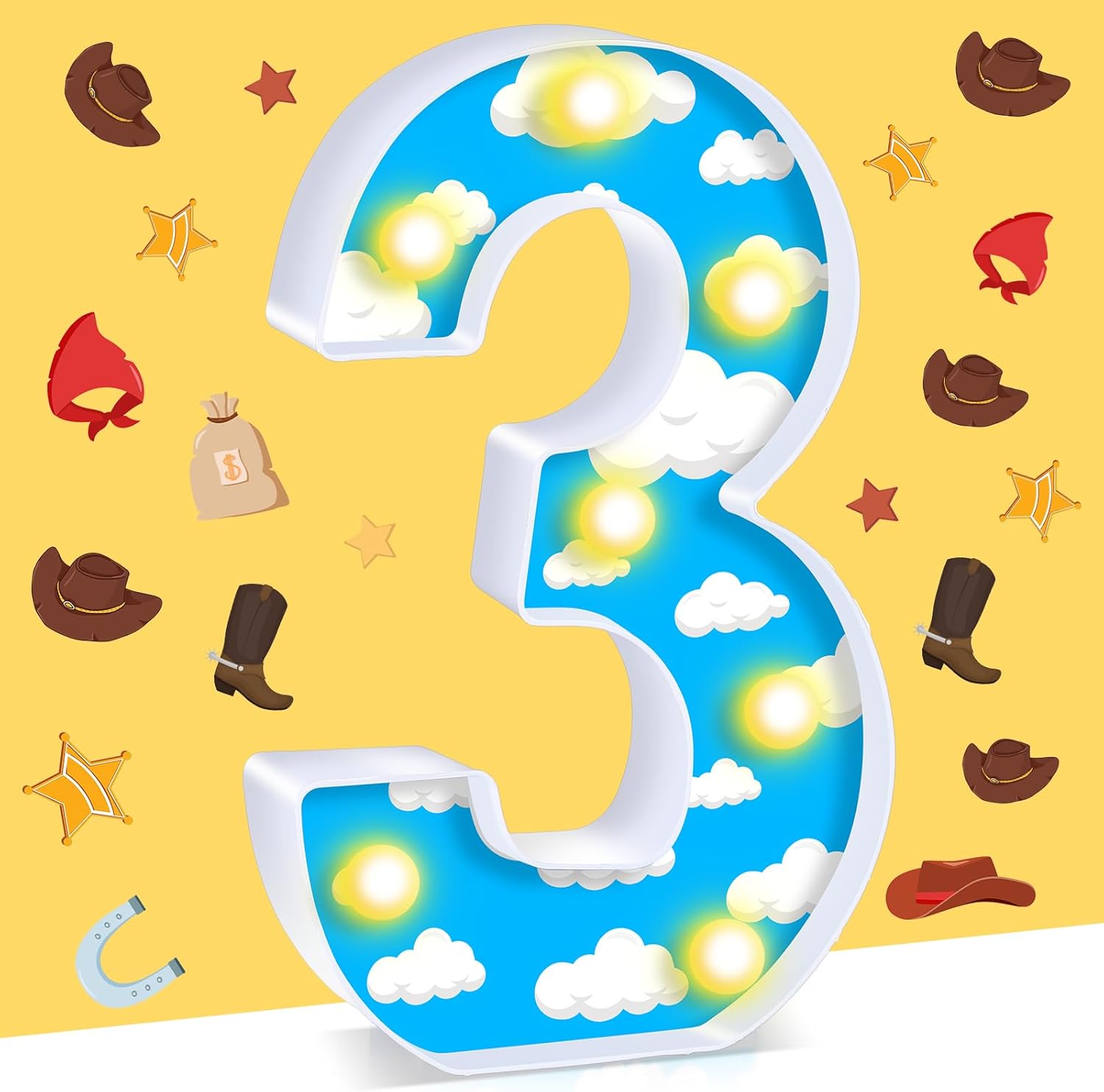 Blue Sky White Cloud LED Light up Numbers Toy Inspired Story Themed ...