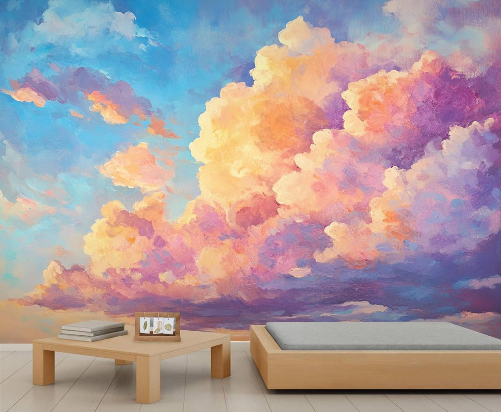 Blue Sky White Cloud Mural 3D - Natural Scenery Wall Paintings, Modern ...