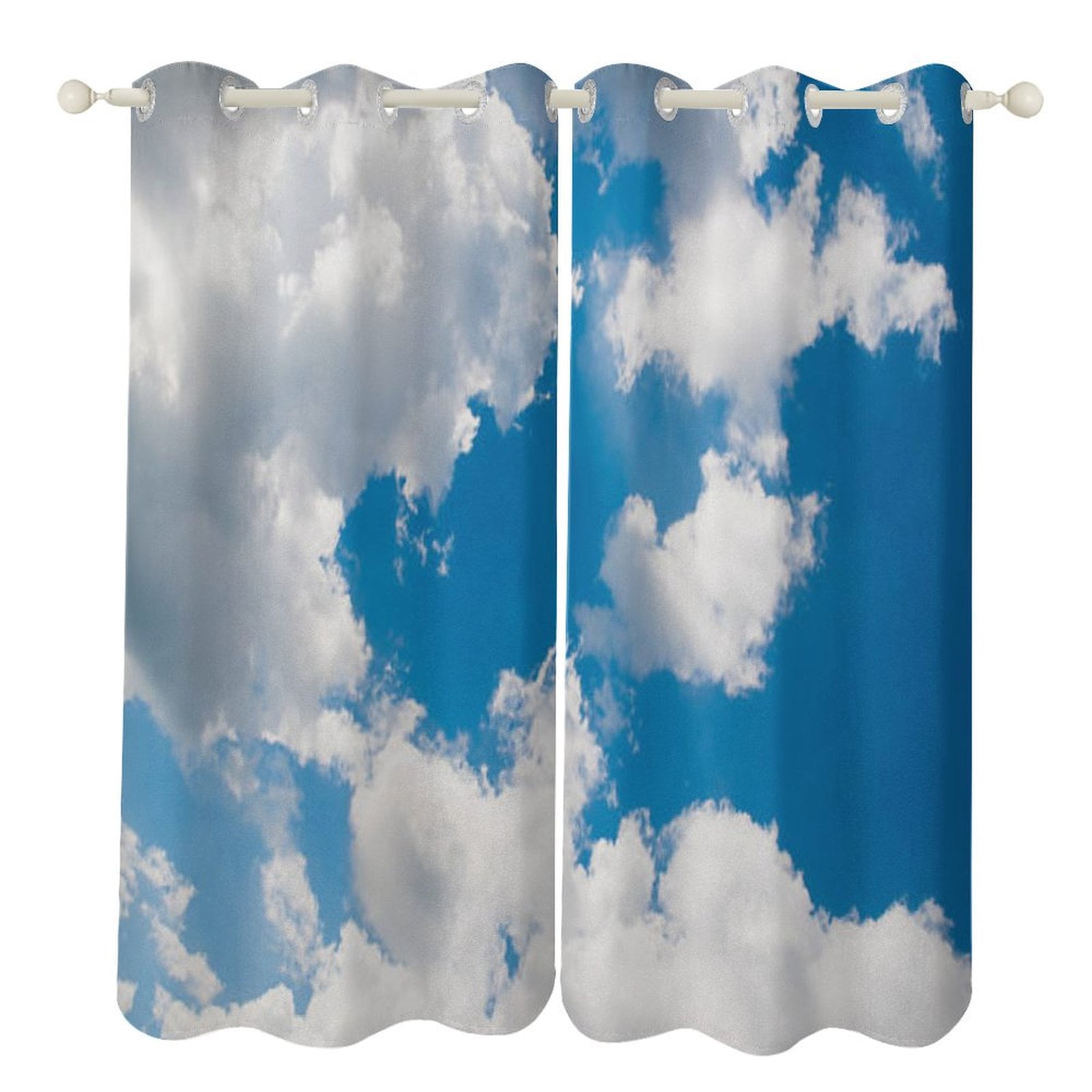 Blue Sky White Cloud Scenery Natural 2 Panels Curtains for Bedroom ...