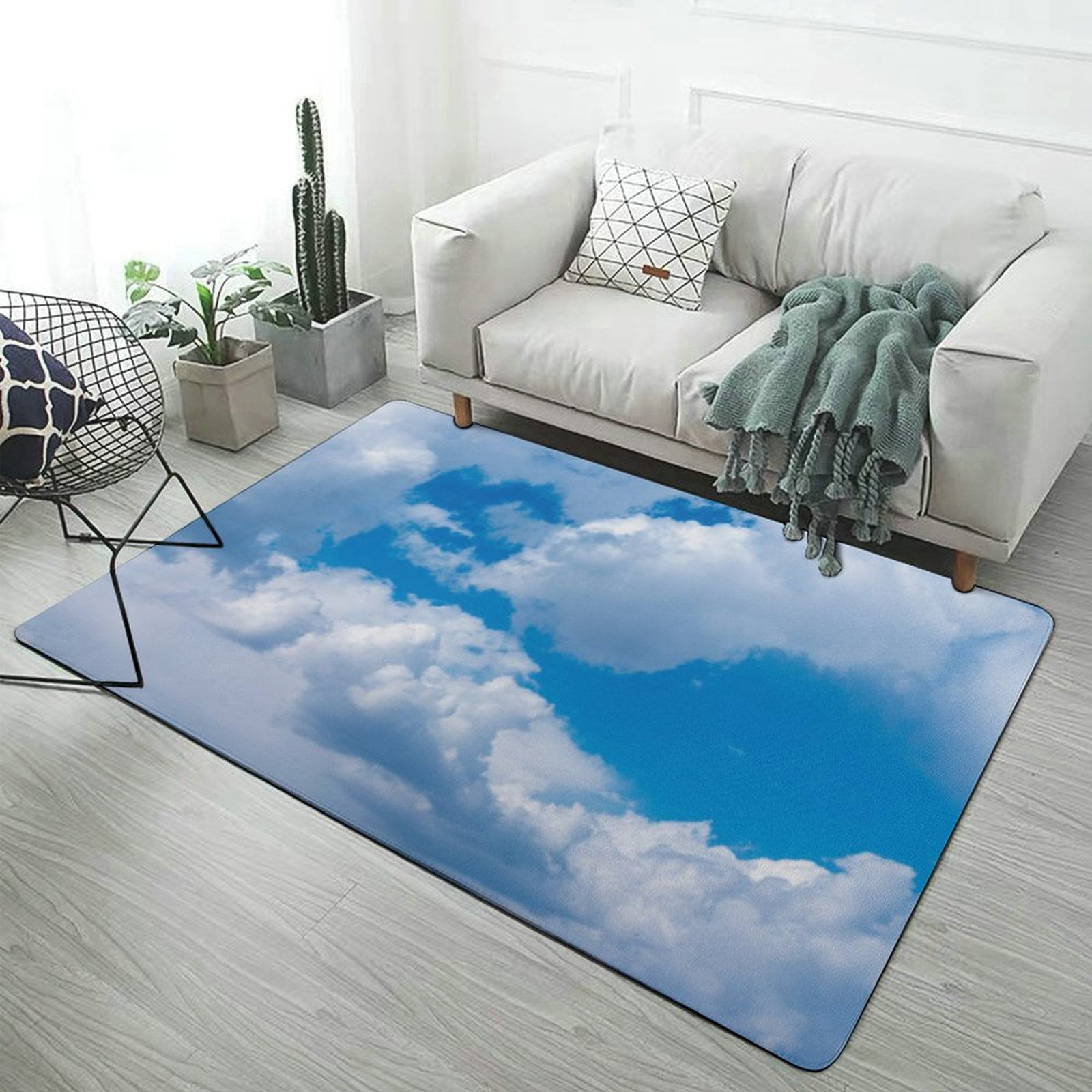 Blue Sky White Cloud Scenery Natural Carpet Rug for Home Living Room ...