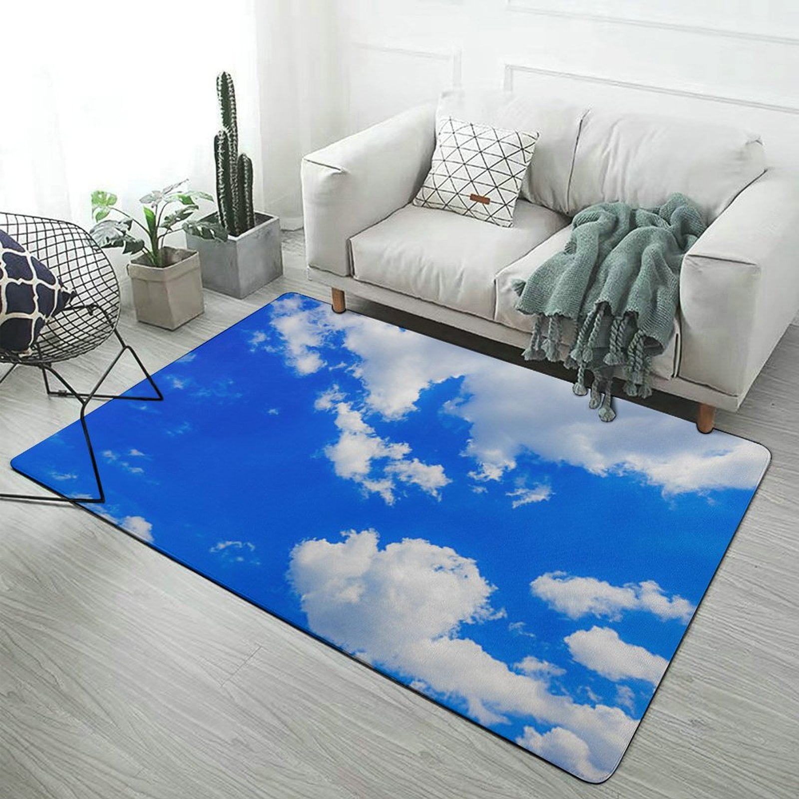 Blue Sky White Cloud Scenery Natural Carpet Style Living Room Bedroom ...