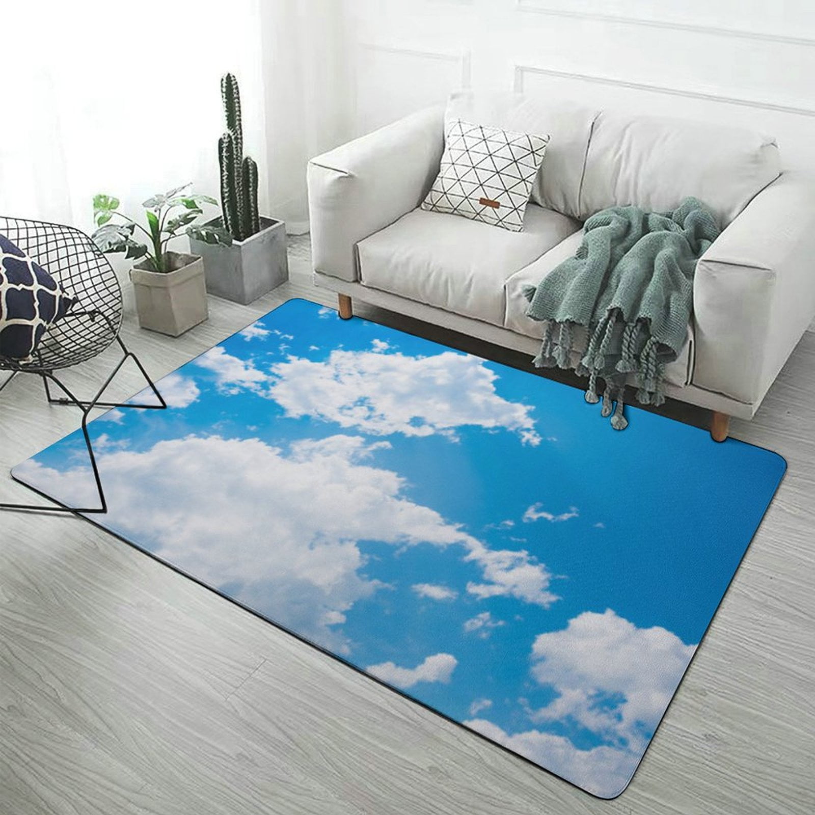 Blue Sky White Cloud Scenery Natural Carpet Style Living Room Bedroom ...