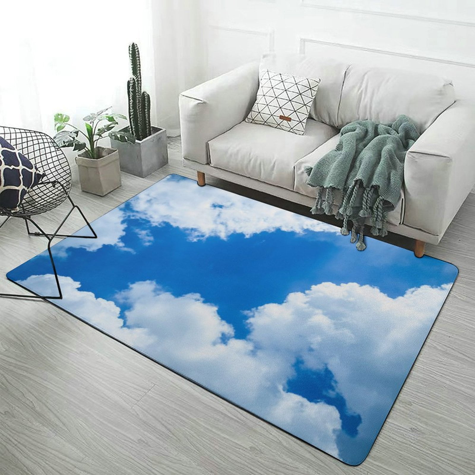 Blue Sky White Cloud Scenery Natural Carpet Style Living Room Bedroom ...