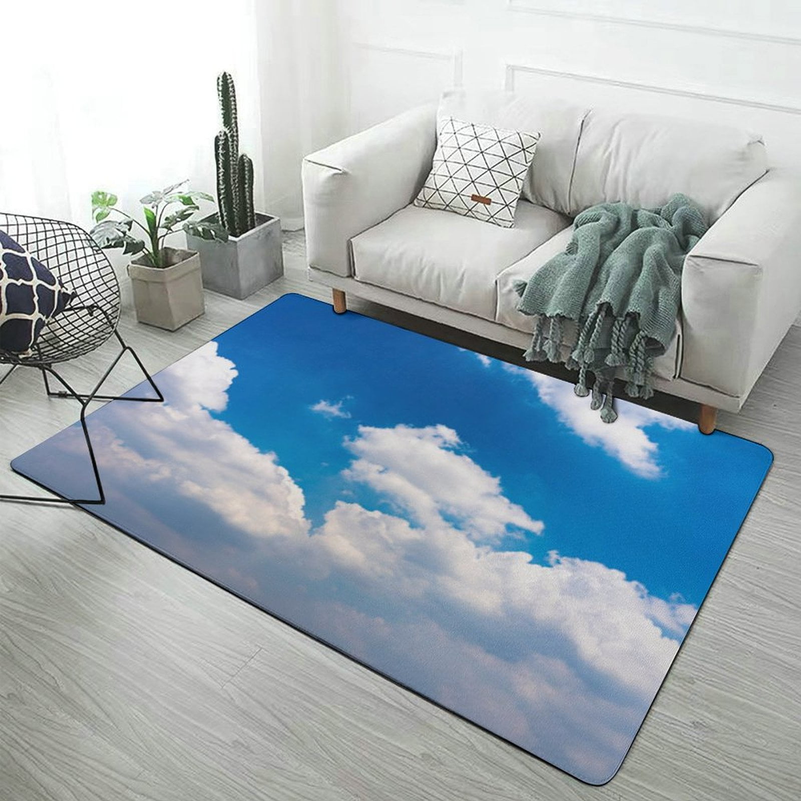Blue Sky White Cloud Scenery Natural Carpet Style Living Room Bedroom ...