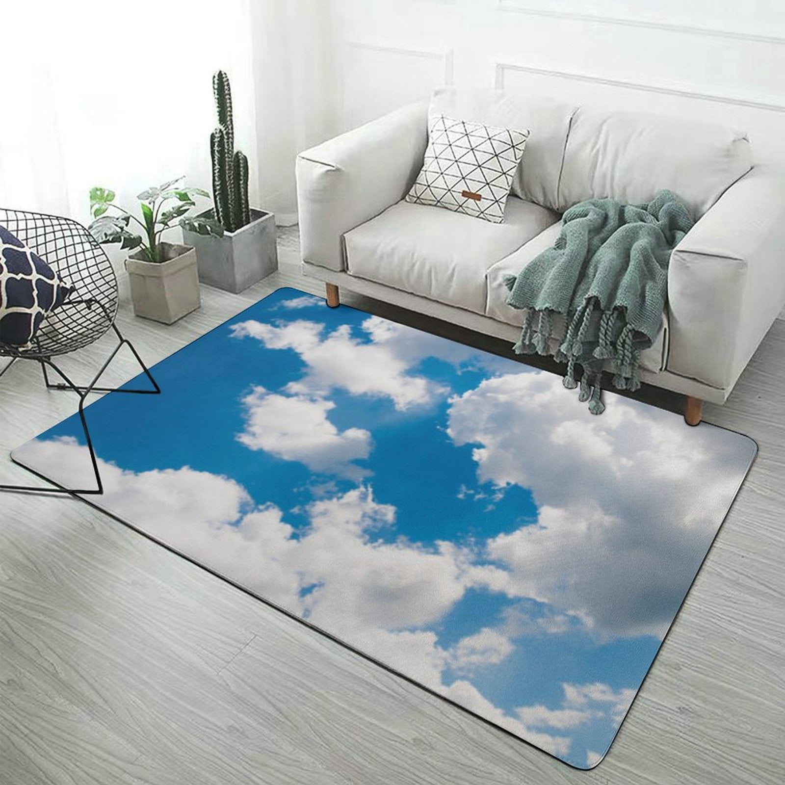 Blue Sky White Cloud Scenery Natural Home Decor Living Room Carpet Non ...
