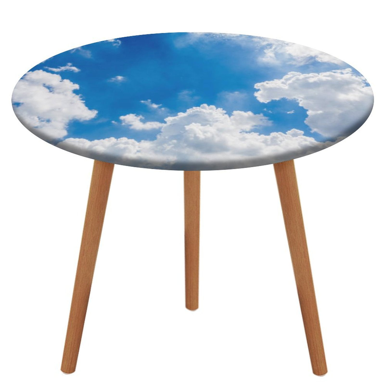 Blue Sky White Cloud Scenery Natural Round Fitted Tablecloth Elastic ...