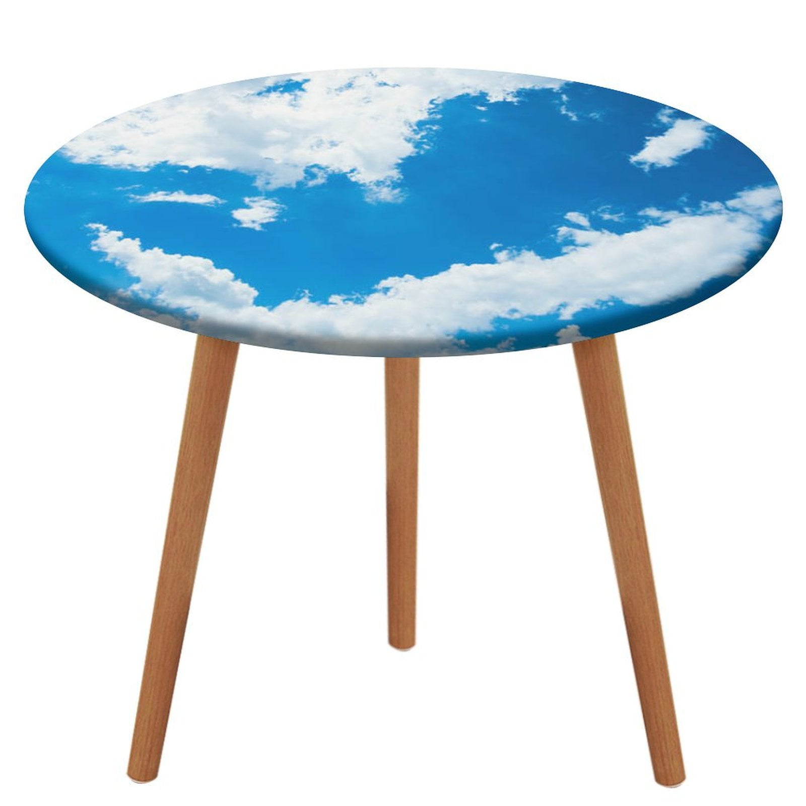 Blue Sky White Cloud Scenery Natural Tablecloth Round Elastic Fitted ...
