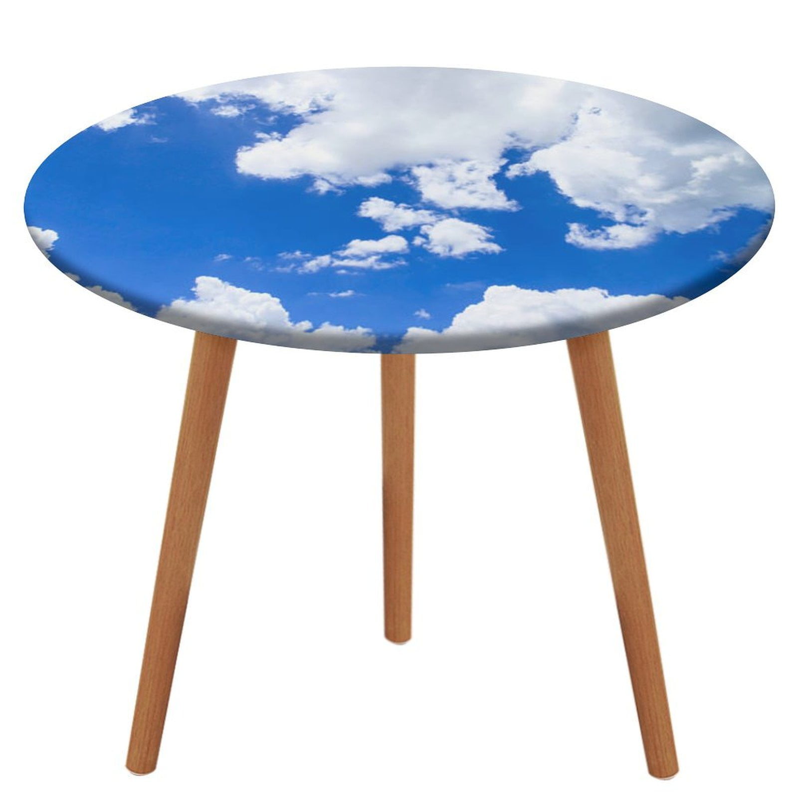 Blue Sky White Cloud Scenery Natural Tablecloth Round Elastic Fitted ...