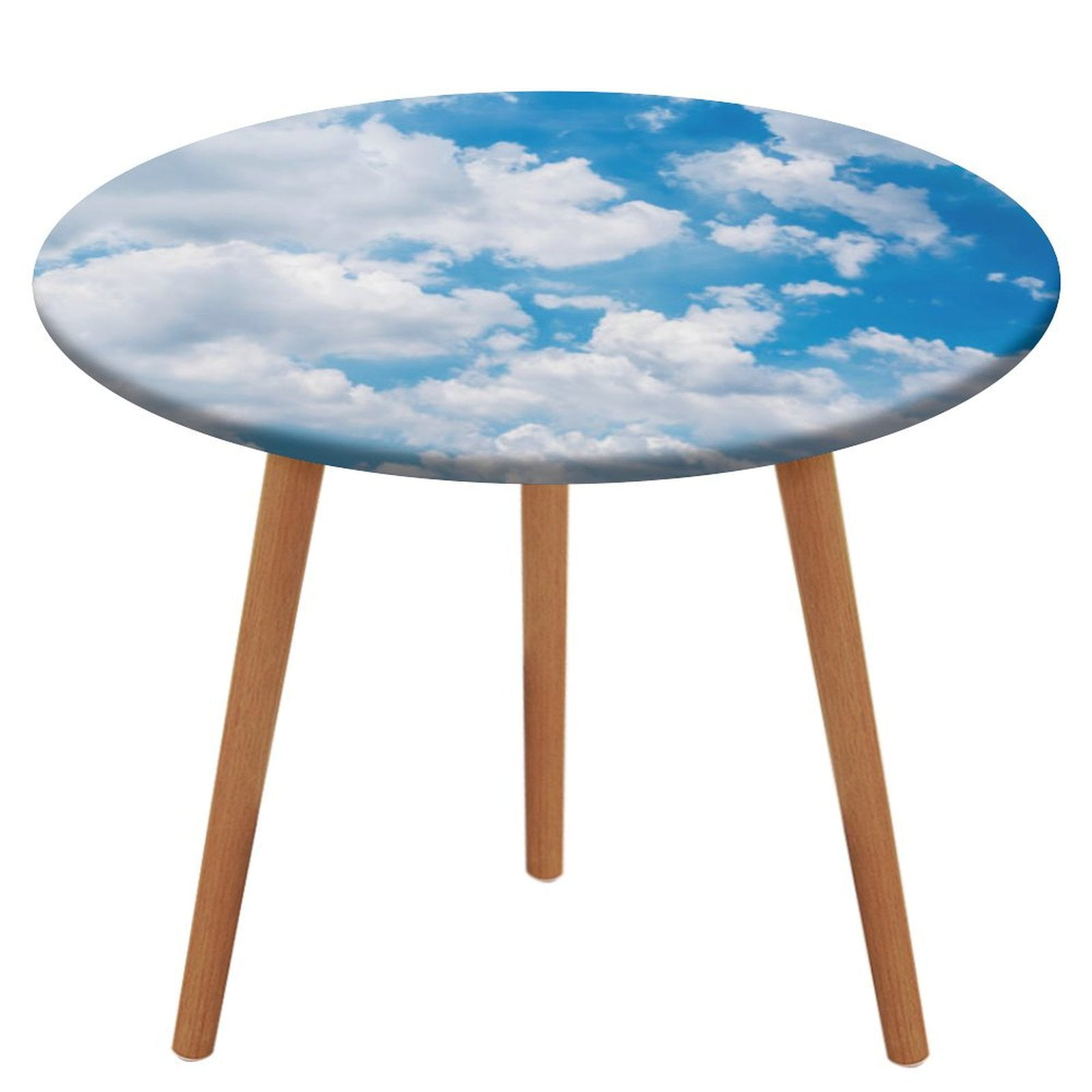 Blue Sky White Cloud Scenery Natural Tablecloth Round Elastic Fitted ...