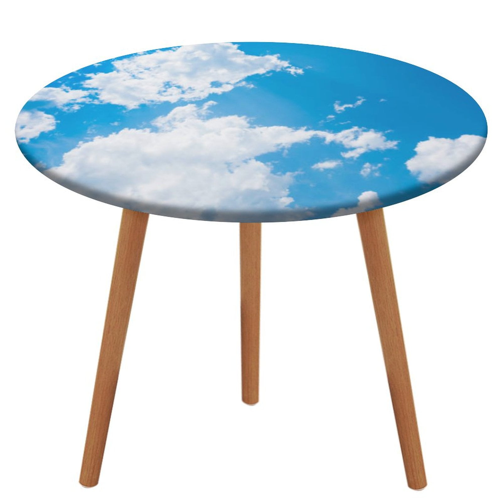 Blue Sky White Cloud Scenery Natural Tablecloth Round Elastic Fitted ...