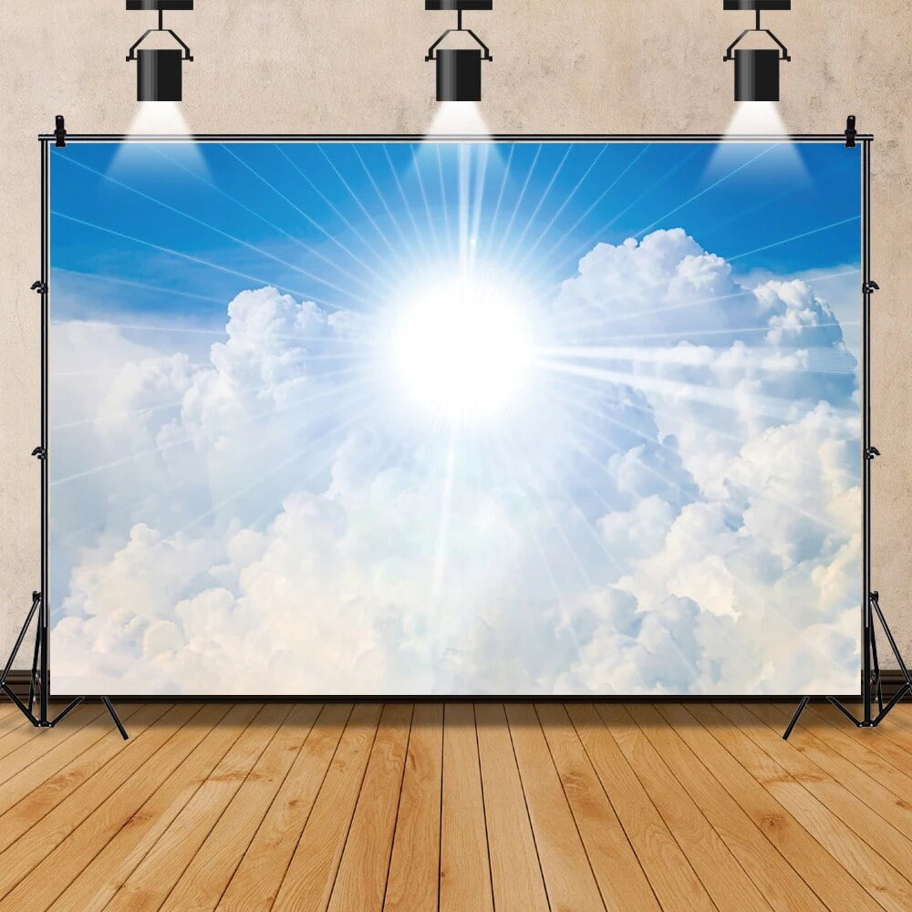 Blue Sky White Cloud Sunshine Photo Background Kid Baptism Birthday Baby Shower Portrait ...