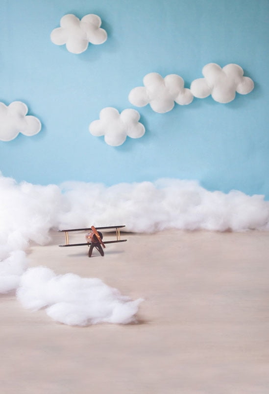Blue Sky White Clouds Newborn Baby Shower Kids Children Portrait Party ...