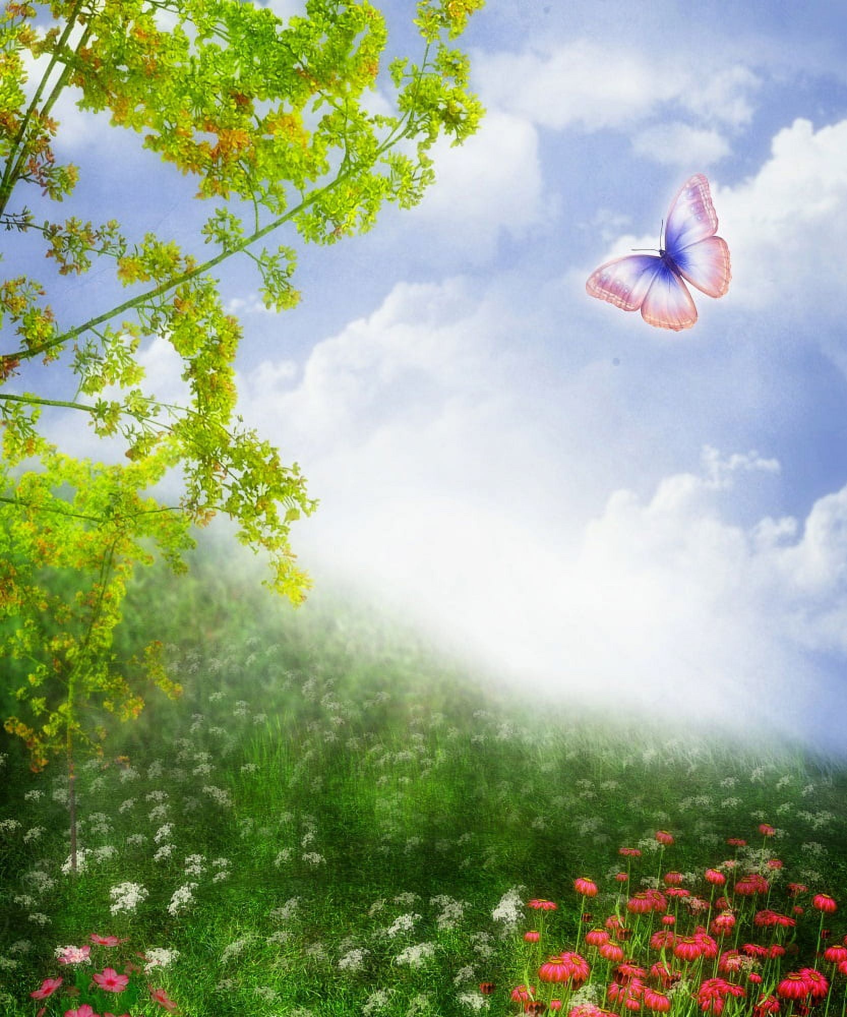 Blue Sky White Clouds Sunflowers Green Grassland Photography ...