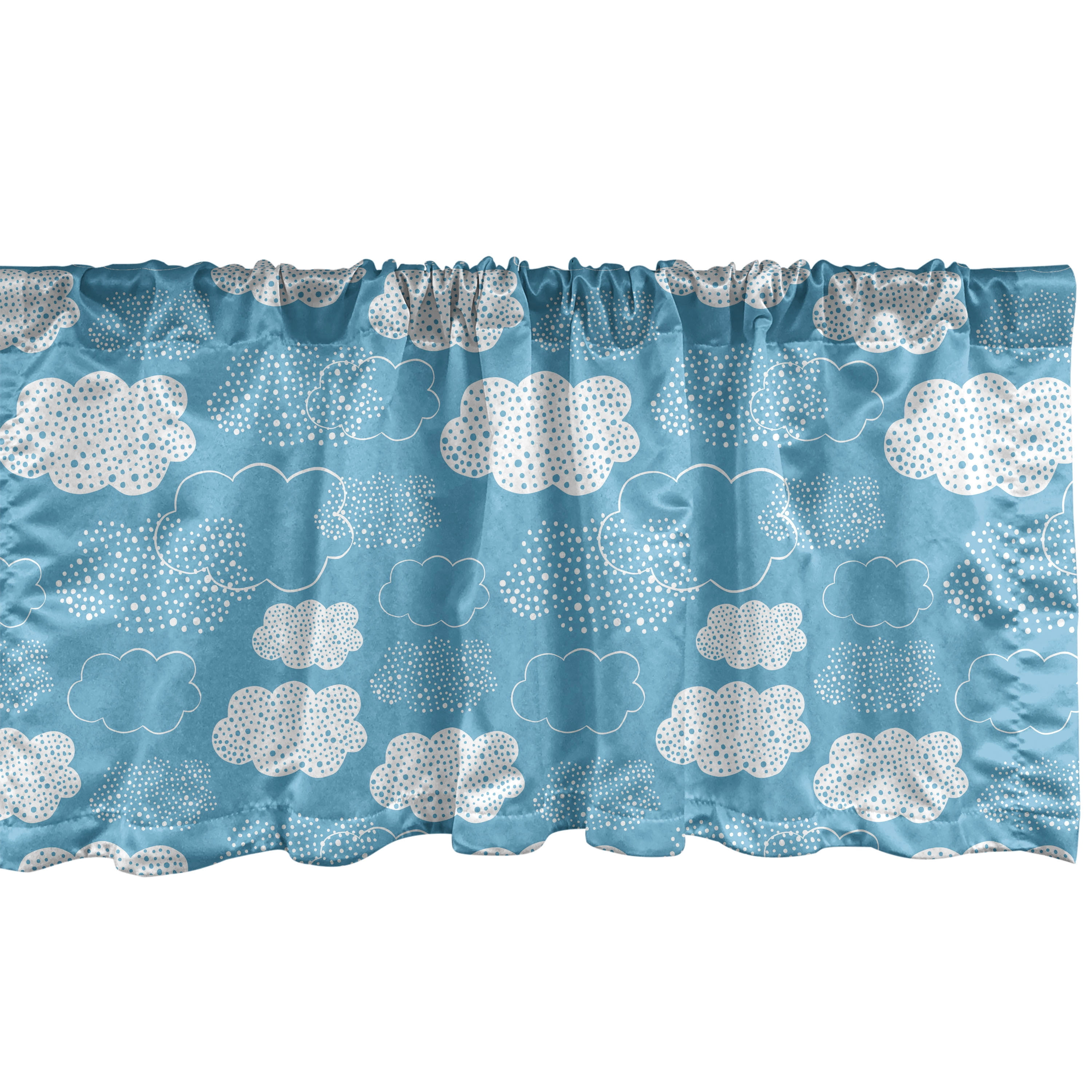 Blue Sky Window Valance Pack of 2, Dotted Fluffy Cloud Illustrations ...