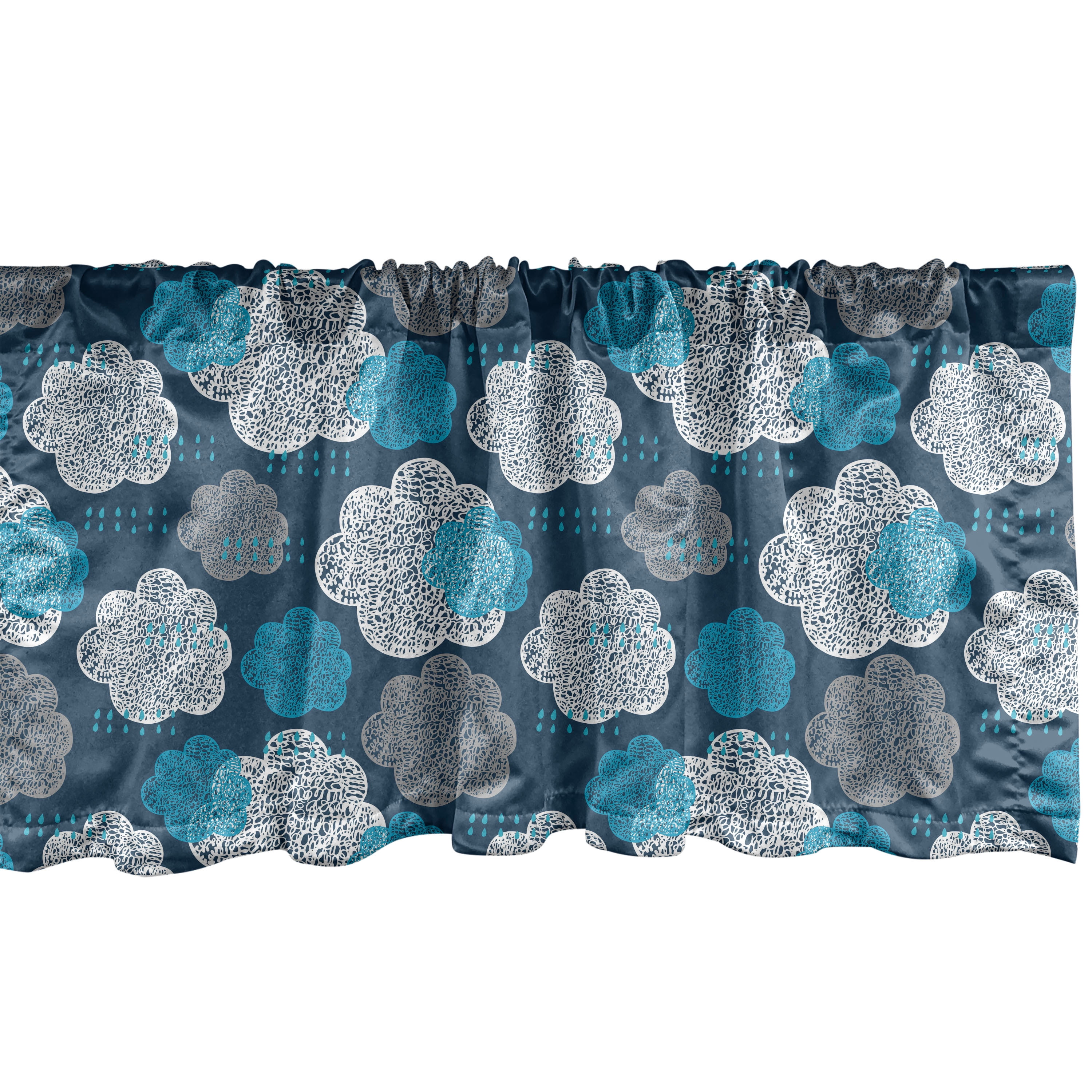 Blue Sky Window Valance Pack of 2, Hand Drawn Doodle Clouds with ...