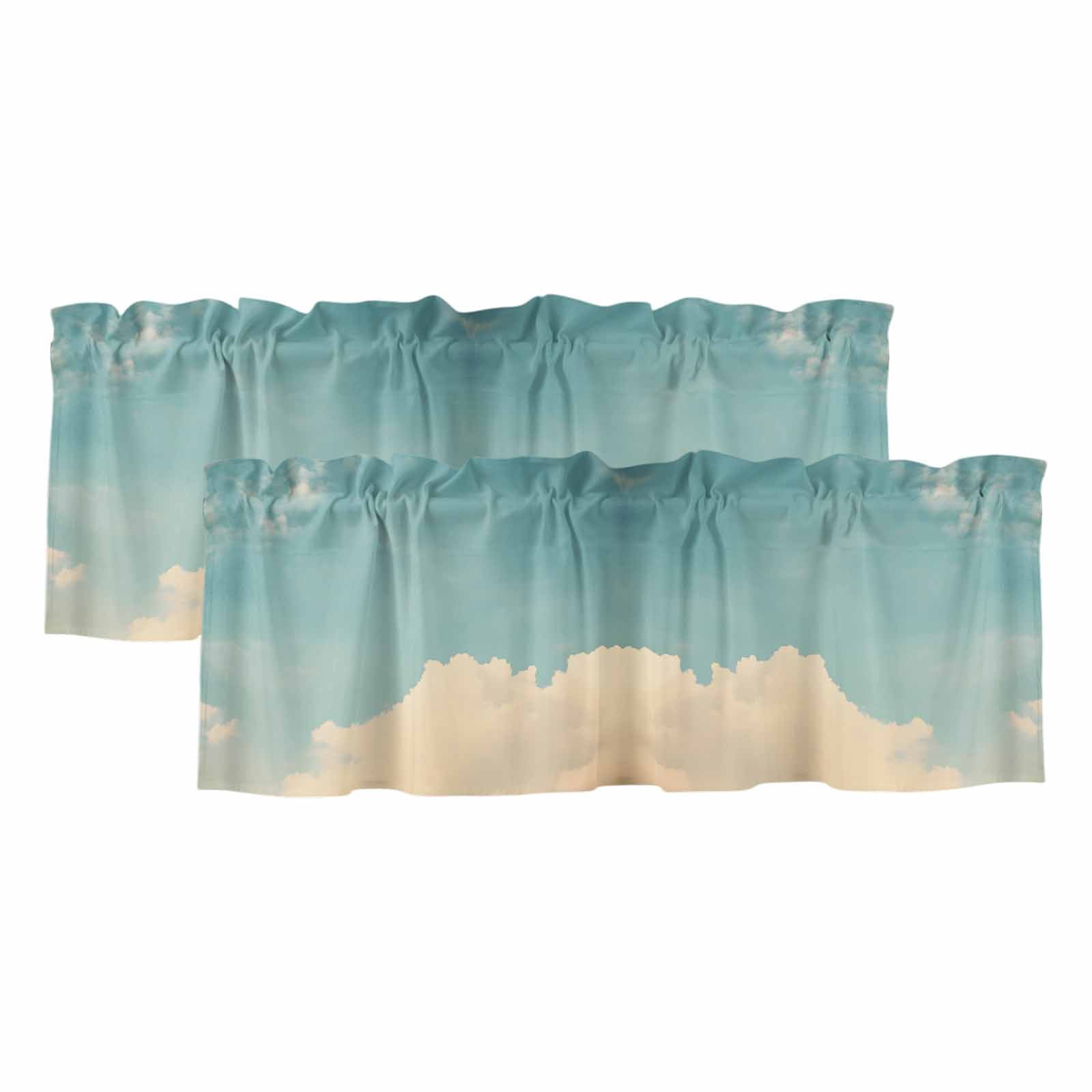 Blue Sky Window Valance, Summer Gradient Blurry Vintage Clouds Scenery ...